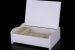 White acrylic box with hinged lid customized by acrylic manufacturers