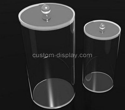 Custom round clear acrylic storage box with lid, round lucite box