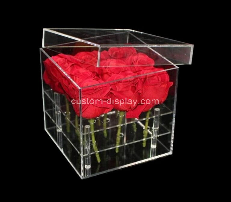 Customize clear acrylic rose box perspex flower box for single rose