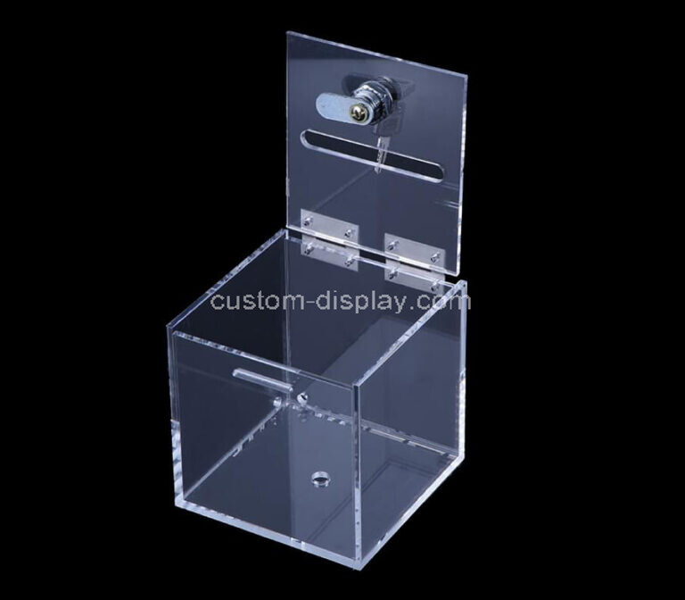 Custom square perspex lockable ballot box, acrylic voting box