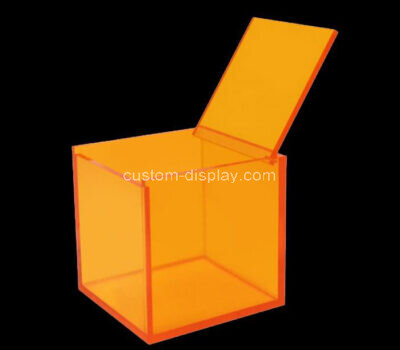 Custom square orange acrylic box, custom plexiglass box