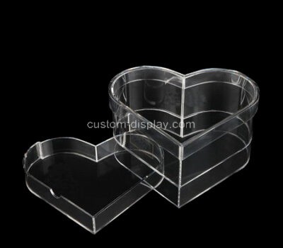 Custom heart shape transparent acrylic box with lid