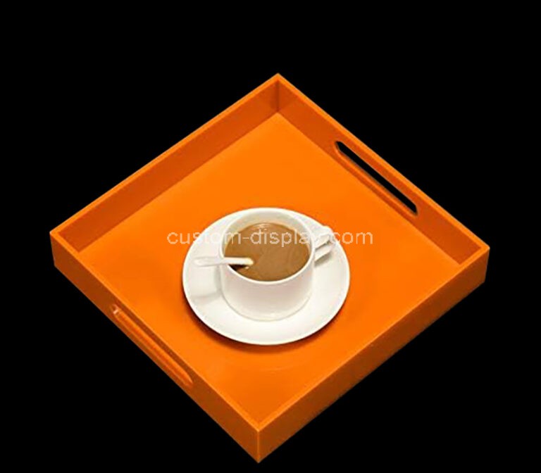 Custom plexiglass round coffee tray with handles