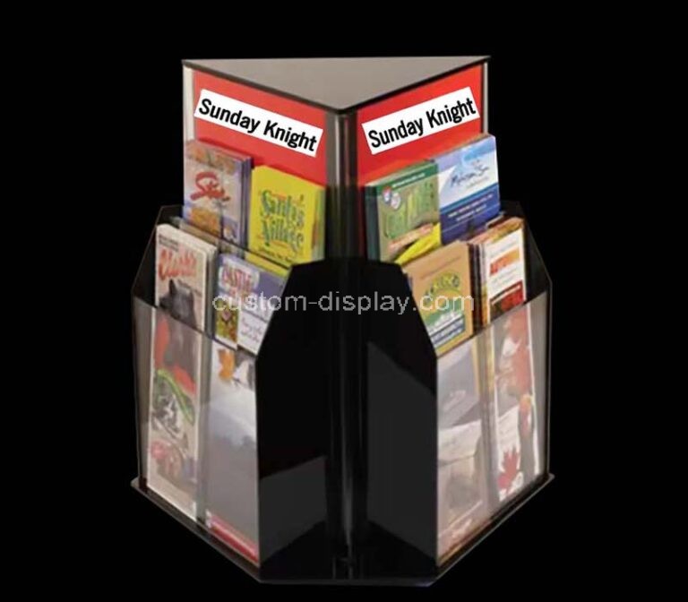 Custom acrylic 3 sided rotating sign holder