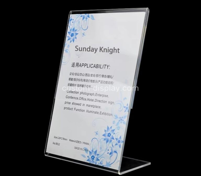 Custom wholesale acrylic L shape sign holder