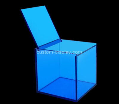 Custom clear perspex box with hinged lid, custom acrylic box