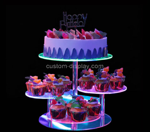 Custom acrylic 4 tiers LED birthday cake tower stand